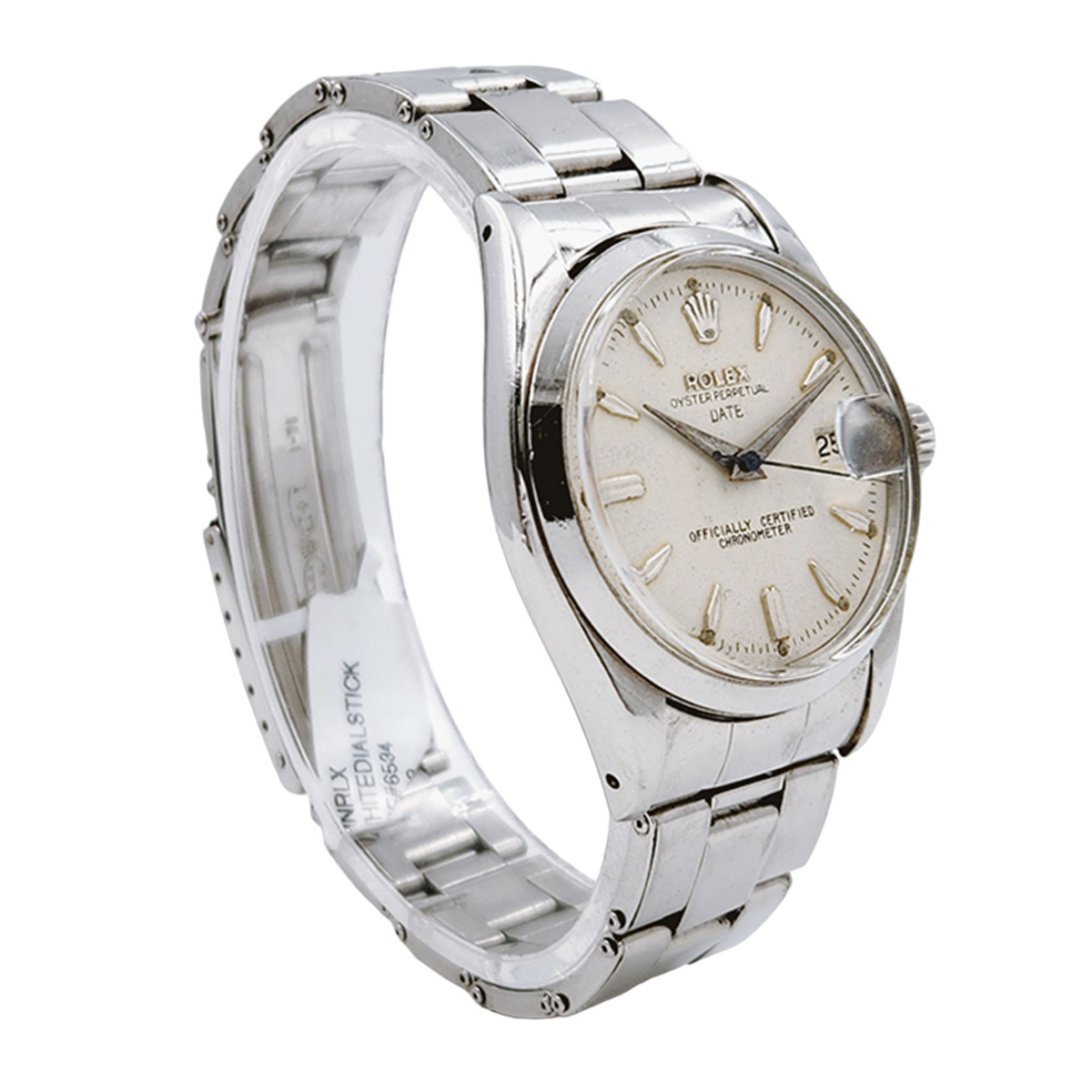 1976 Men's Rolex 34mm Date Vintage Stainless Steel Watch with Cream Di ...