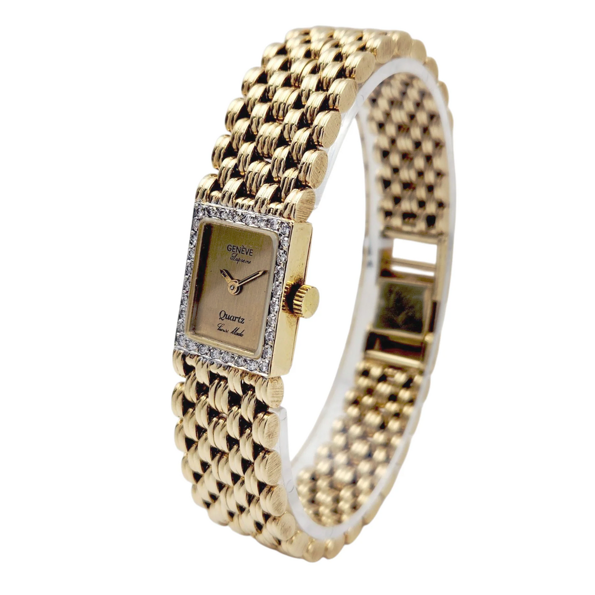 Unisex Geneve 32mm Vintage 14K Yellow Gold Watch with Gold Dial and ...