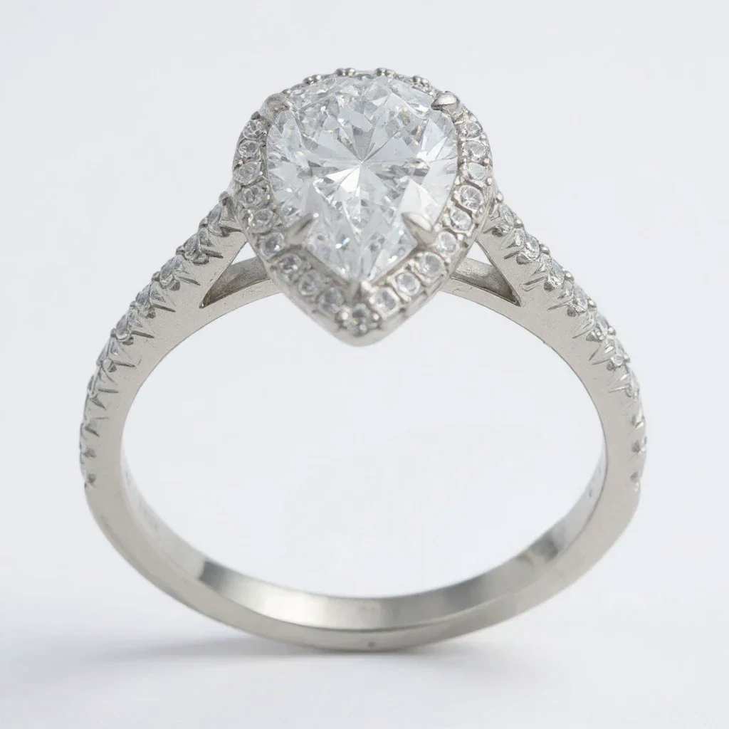 Tiffany & Co. Cathedral Setting Platinum Pear Shape Halo 1.57 Carat Di ...