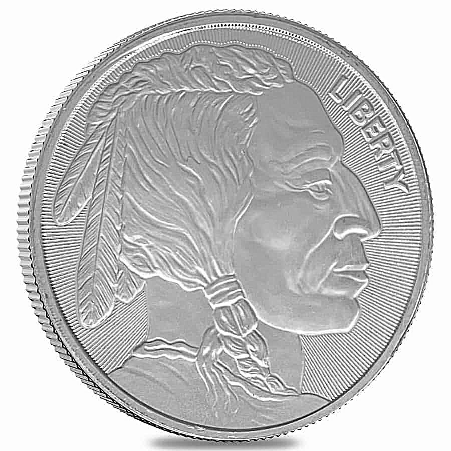 One Troy Ounce 1 oz Buffalo Indian Head .999 Fine Pure Silver Coin. (T ...